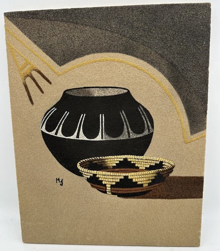 Native American Sand Art Brown/Tan/Black Signed by Artist MJ 8” X 10 ...