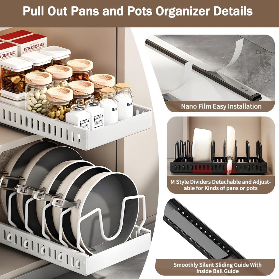 Pull Out Pots and Pans Organizer for Under CabinetPull Out Cabinet ...
