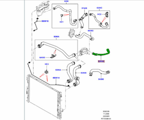 GENUINE LAND ROVER HOSE HEATER TO THERMOSTAT LR2 EVOQUE DISCOVERY SPORT ...
