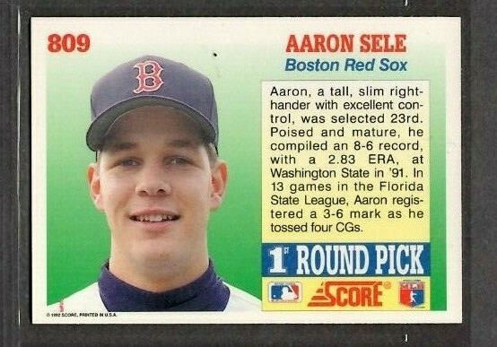 1992 Score #809 Aaron Sele Boston Red Sox Baseball Signed Autograph ...