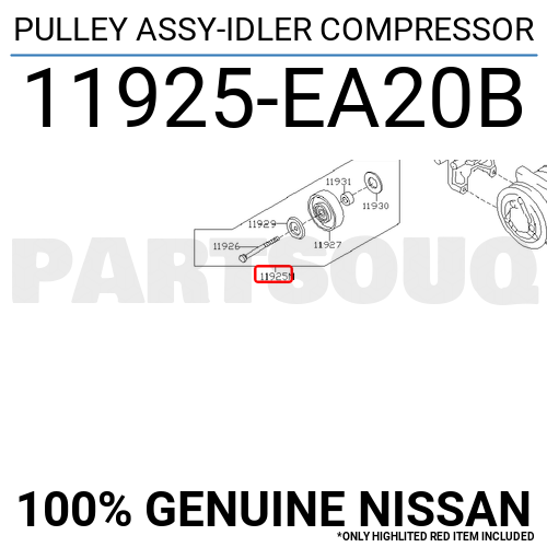 11925EA20B Genuine Nissan PULLEY ASSY-IDLER COMPRESSOR 11925-EA20B | eBay