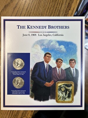1998 P&D Half Dollars on Info Card + Stamp- The Kennedy Brothers John ...