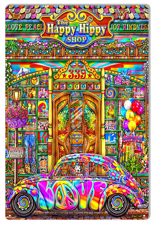 The Happy Hippy Shop Metal Sign By Michael Fishel 12x18 | eBay