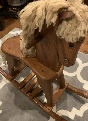 VINTAGE SOLID WOOD LEATHER EARS ROCKING HORSE - Woods of America 1981 ...