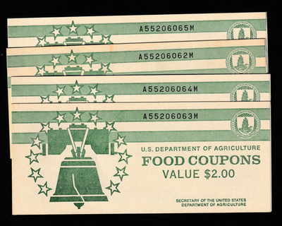 FOOD STAMP COUPON USDA UNC 1977 B $2.00 ONE FULL BOOK agriculture SCRIP ...