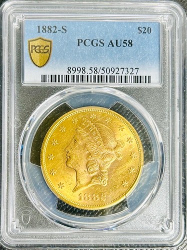 1882 S US Liberty Head Double Eagle Gold Coin $20 Twenty Dollar AU-58 ...