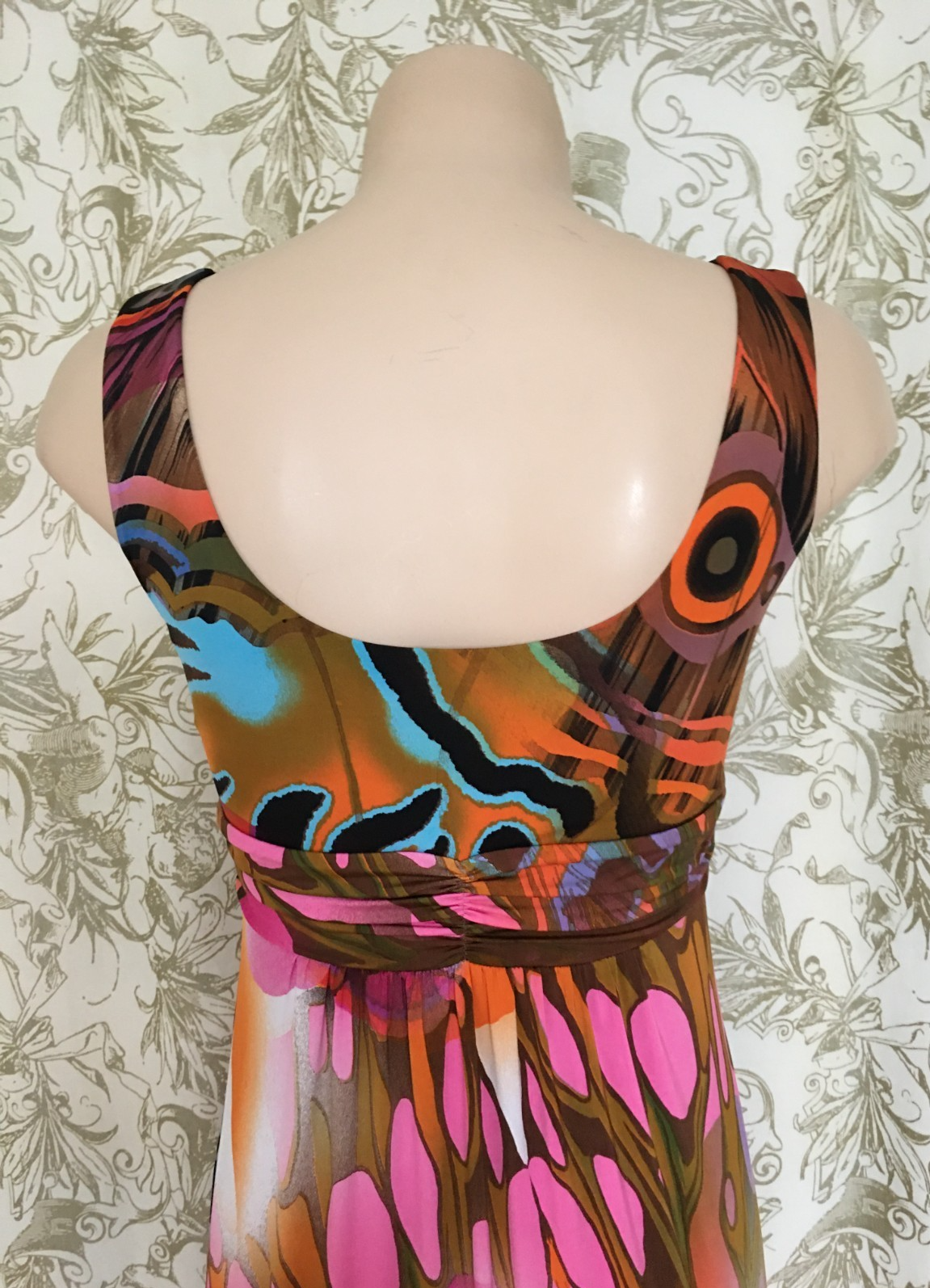 AU Naket Art pleat Crossover V neck Maxi Dress Women's Sz 6 8 Liquid ...