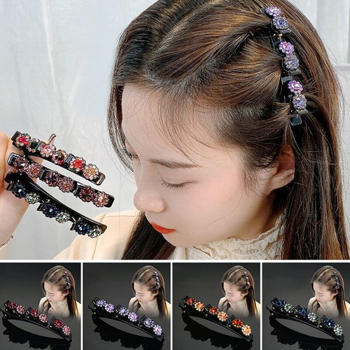Sparkling Crystal Stone Braided Hair Clips Double Bangs Hair Clips ...