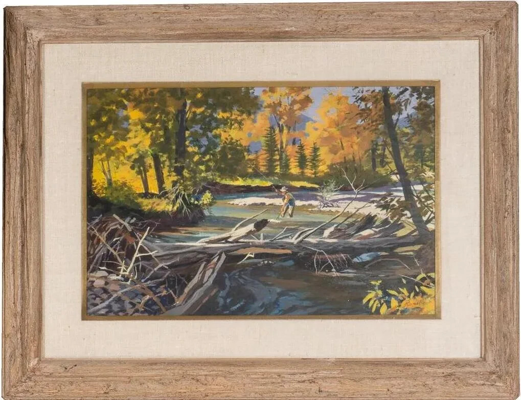 ARTHUR RENSHAW ACRYLIC PAINTING Fly Fishing | eBay