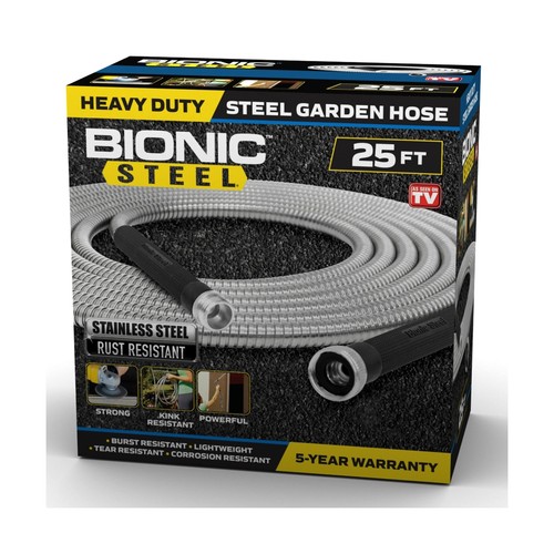 Bionic Steel 25 FT Garden Hose with Nozzle, 304 Stainless Steel Metal ...