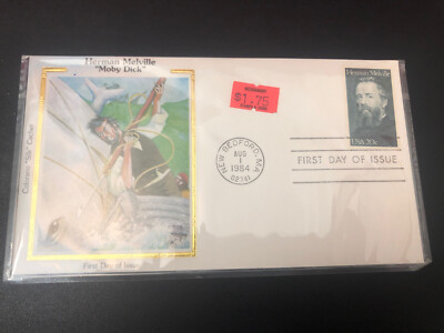 MOBY DICK HERMAN MELVILLE STAMP FIRST DAY OF ISSUE NEW BEDFORD MA Aug,1 ...