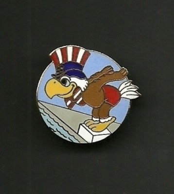 Uncle Sam 1984 Olympic Pin Brooch Diving Swimming in Los Angeles ...