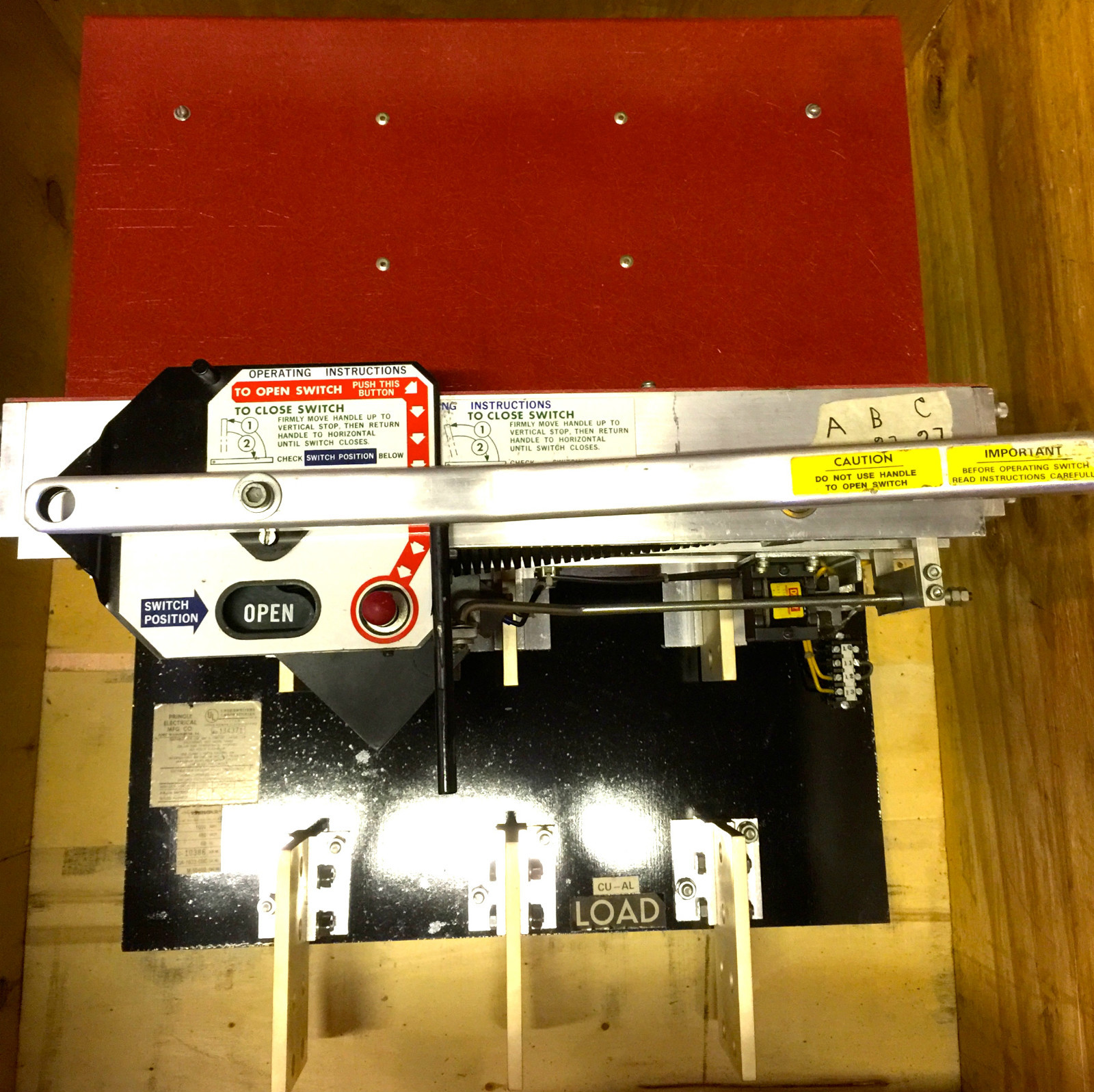 PRINGLE Switch QA-1633-CBC, 1600A, 120 Volt Shunt Trip 480 VAC 1 Year ...