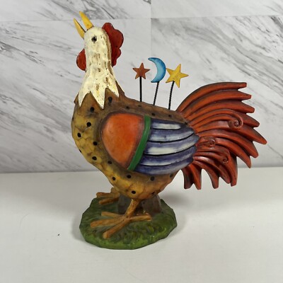 Funky Chicken Colorful Rooster Statue | eBay