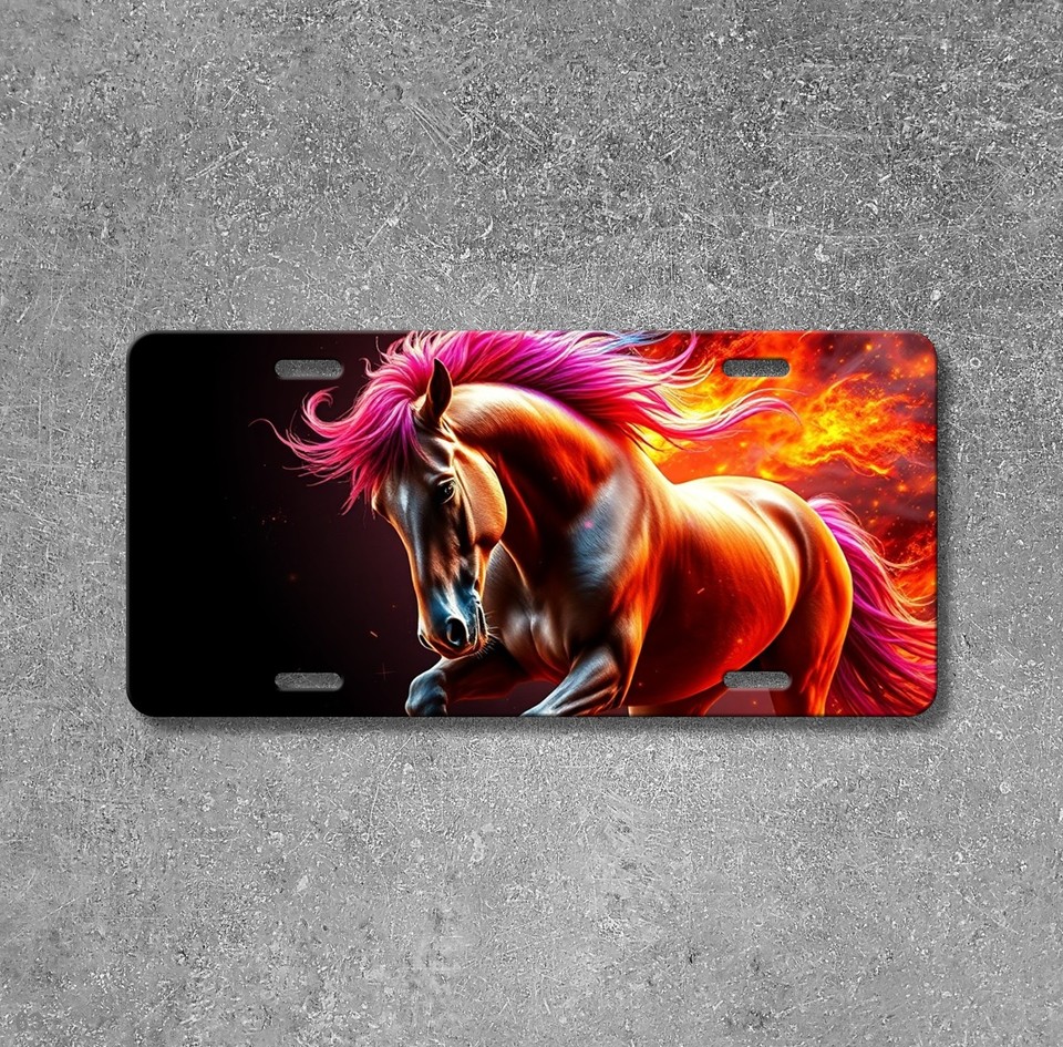 Mustang Horse License Plate Custom Name Option Wild Horse Artwork ...
