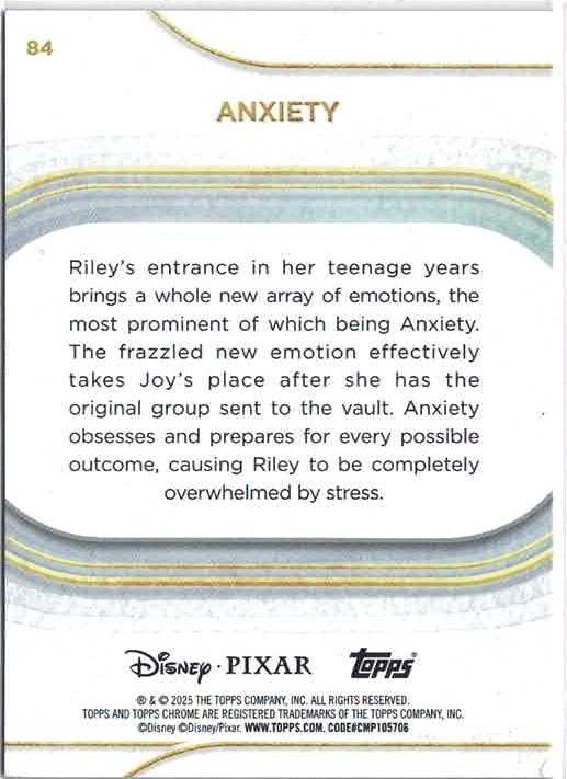 2025 Disney Topps Chrome Anxiety (Inside Out 2) Pink Refractor /250 ...