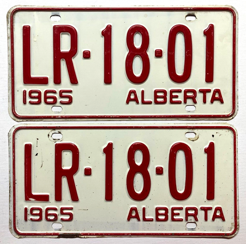 PAIR 1965 Alberta Passenger License Plates LR-18-01 | eBay
