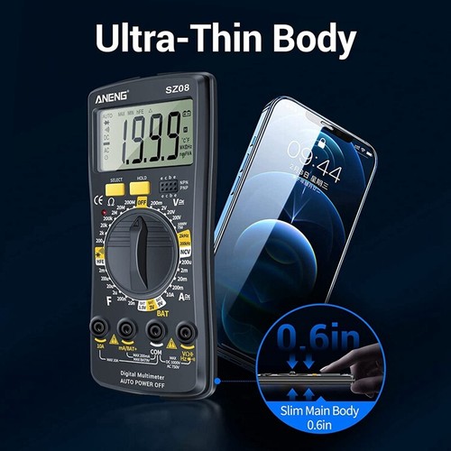 SZ08 Digital Multimeter Ultra-Thin Storage Meter Car Voltmeter AC DC ...