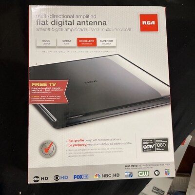 RCA Multi Directional Amplified Flat Digital Antenna ANT1650F New ...