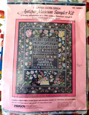 ANTIQUE MUSEUM SAMPLER Vintage Cross Stitch Kit 19th Century American ...