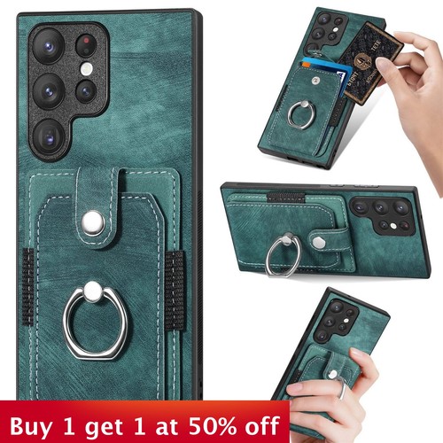 For Samsung Galaxy S25 Ultra S24 S23 S22FE A33 Ring Holder Leather ...