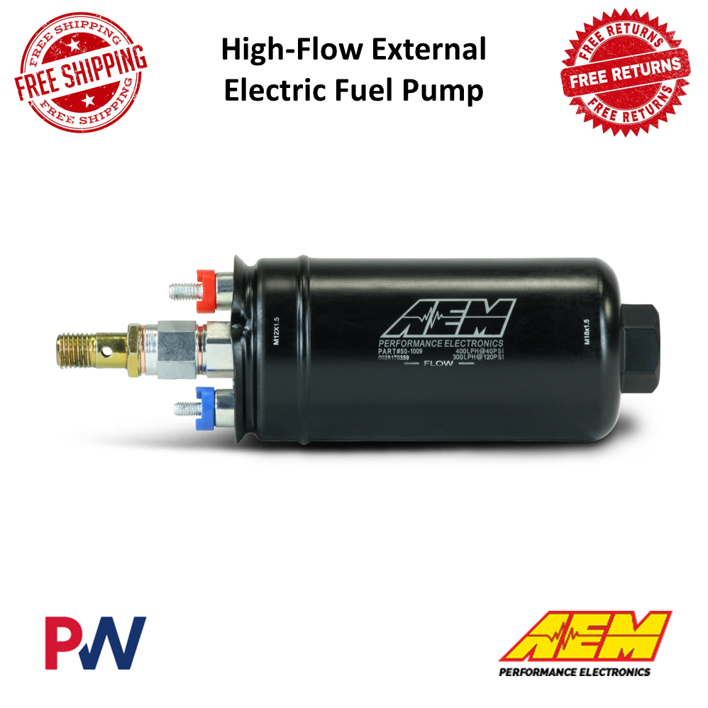 AEM Electronics Metric High Flow Inline Fuel Pump 400LPH 150PSI 60mm OD ...