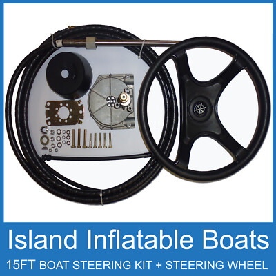 15FT Boat Steering Kit CABLE + HELM + WHEEL Teleflex Multiflex ...