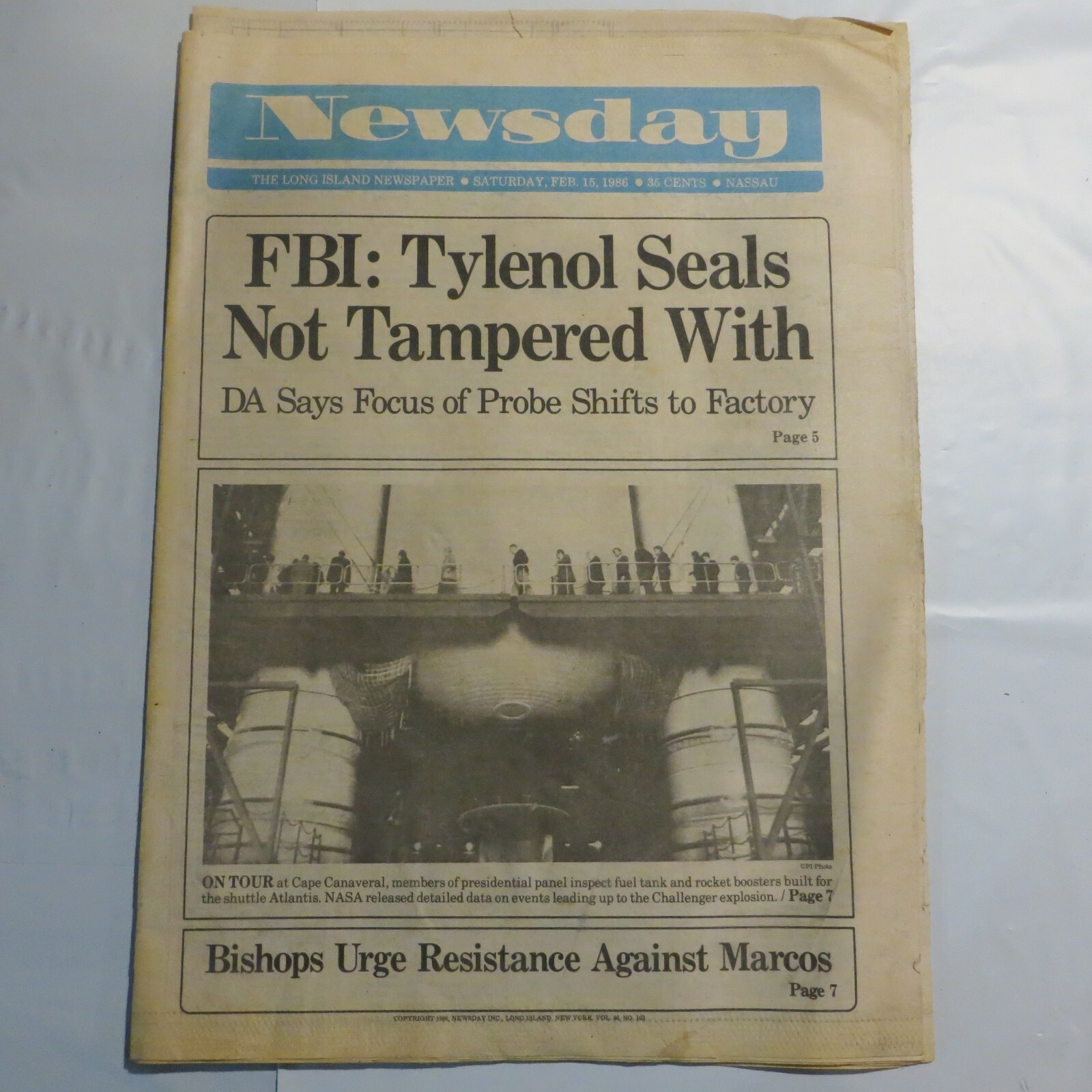 Newsday Long Island February 15 1986 Tylenol Killer Challenger ...