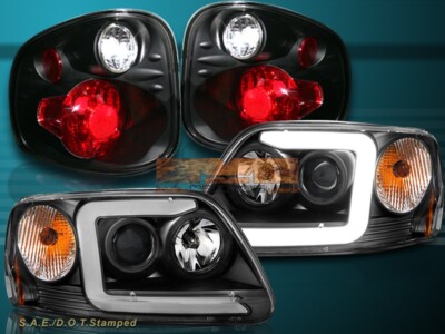 01 02 03 FORD F150 SVT PROJECTOR HEADLIGHTS BLACK LED BAR+ FLARESIDE ...
