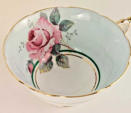 Paragon Tea Cup Baby Blue Cabbage Rose Flower Double Warrant | eBay