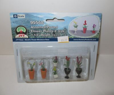 JTT O Scale Assorted Potted Flower Plants 2, 6/pk 1-1/2" Height #95568 ...