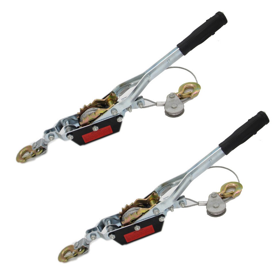 US 2 Ton Gear Hand Cable Puller Car Trailer Tow Hooks 4400 lbs Come ...