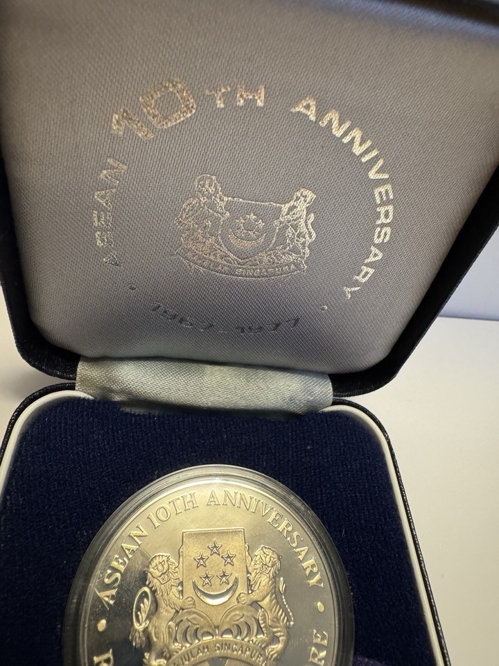 1977 Singapore $10 Silver Proof Coin – ASEAN 10th Anniversary – Box ...