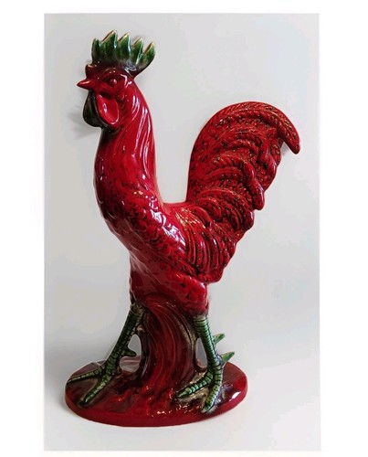 Vintage ROYAL HAEGER Pottery 20" Rooster Gorgeous Red & Green | eBay