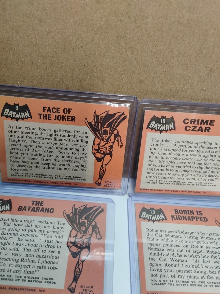 Vintage Lot Of 9 1966 Batman Cards Penguin Puzzle Back Black Red Bat ...