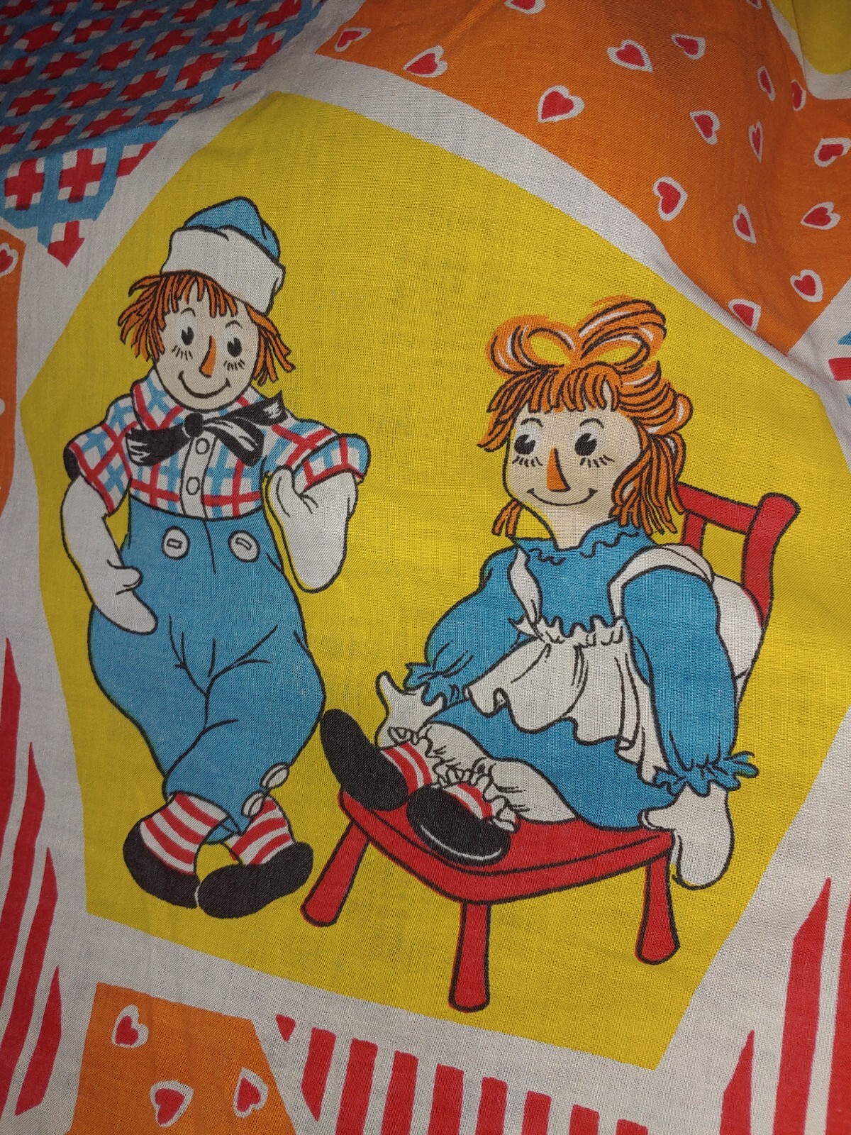 Vintage 70s Pacific Raggedy Ann Fitted Twin Sheet Patchwork Bobbs-Merrill RARE!! | eBay