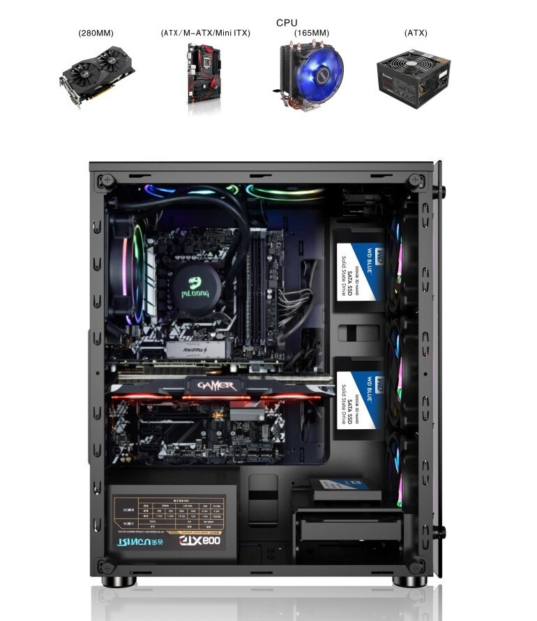 Tower Gaming Pc Gehäuse USB 3.0 ATX ,M-ATX,Mini-ITX weiss -- XY | eBay