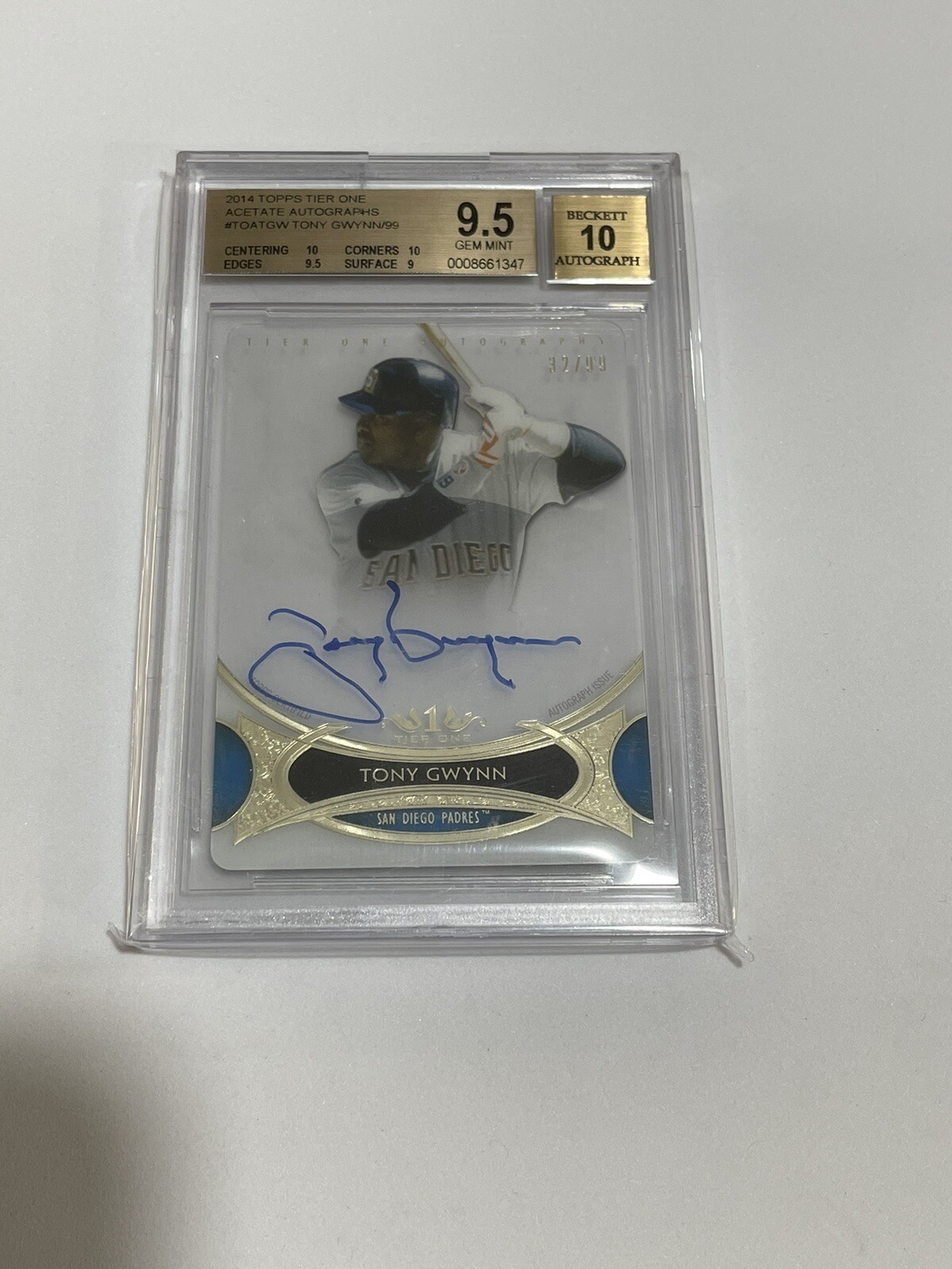 2014 Topps Tier One Acetate Autograph Tony Gwynn #TOATGW BGS 9.5 Gem 10 ...