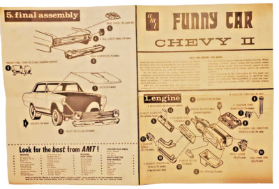 Vintage AMT 62 Chevy II Funny Car Model Car Kit Instruction Sheet only ...
