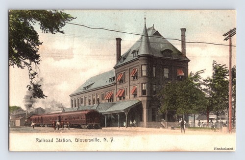 Postcard New York Gloversville NY Railroad Train Station Depot 1907 ...