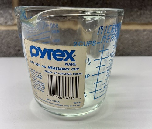 Vintage Pyrex Glass Measuring 2 Cups 1 Pint Blue Microwave Measure New ...