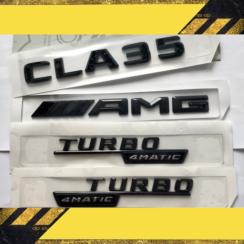 MB X118 CLA35 TURBO/4MATIC AMG Emblem Glossy Black Fender Trunk Badge ...