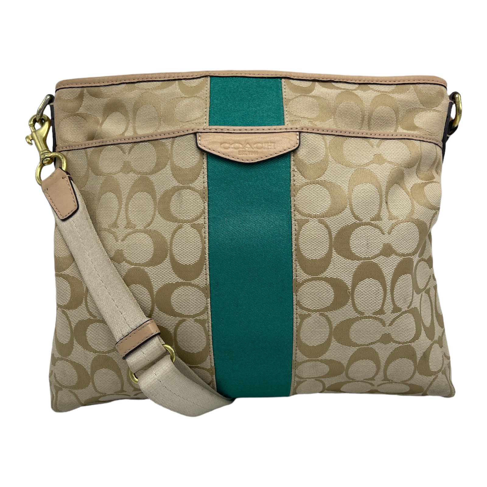 Coach Knit Messenger Crossbody In Color Block Signatu… - Gem