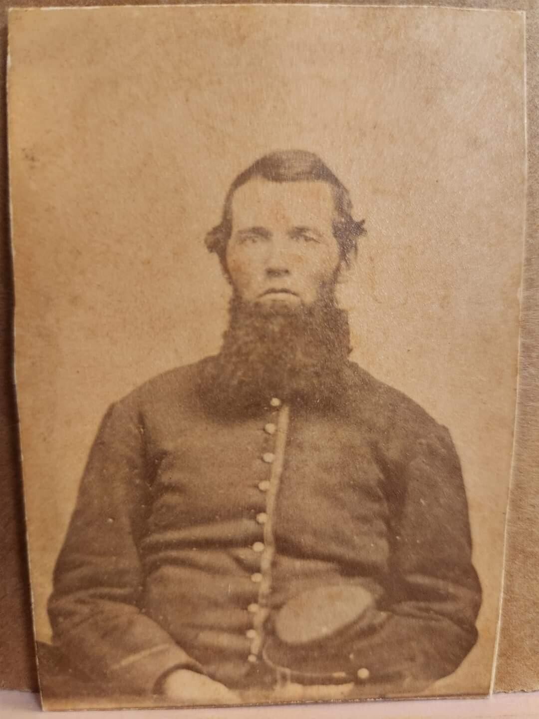 Waist up Cdv of an unidentified cavalry or artilleryman in shell jacket ...