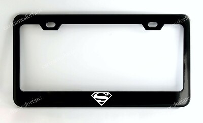 SUPERMAN Logo License Plate Frame - Premium Black Powder Coated Metal ...