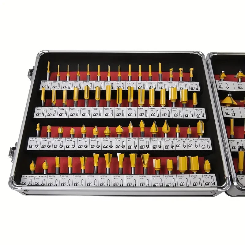 100pcs Tungsten Carbide Router Bit Set – 1/4" Shank Woodworking Cutters ...