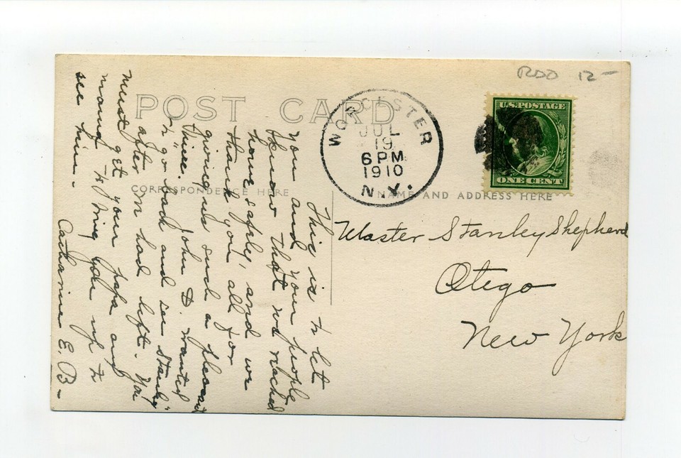 Antique RPPC photo postcard Postmark Worcester NY, Portrait Girl, 1910 ...