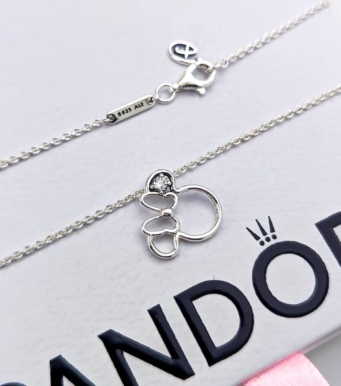 NEW 100% PANDORA 925 Disney Minnie Mouse Silhouette Pendant Necklace ...