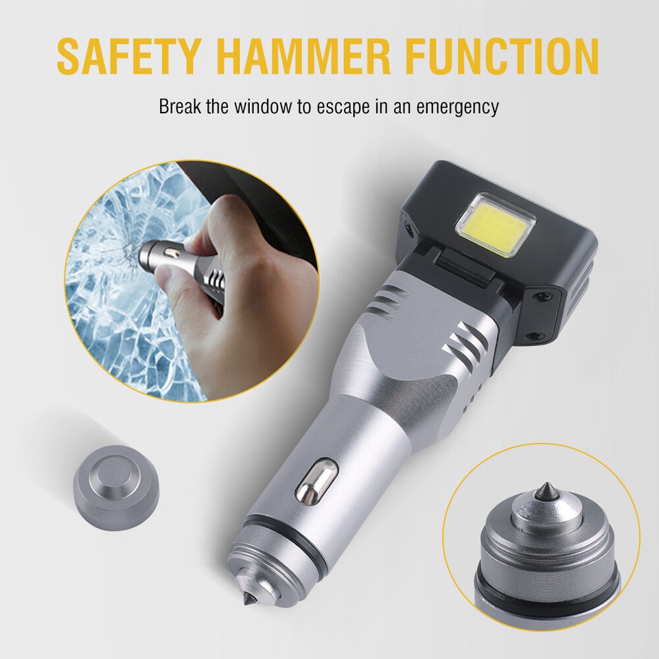 2-in-1 Car Fast Charger Window Glass Breaker Mini Safety Escape Hammer ...