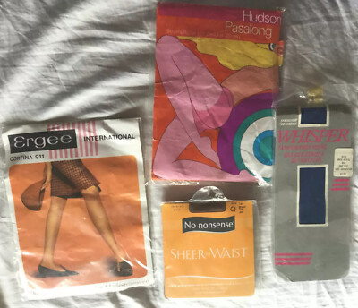 4 Pair lot vtg Nylon Stockings Hosiery Lot various styles Sizes German ...